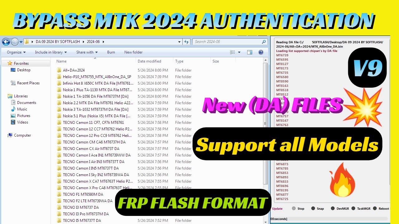 Mediatek Flash Format All Chipset 2024 V9 | disable DA file (or auth) | MTK auth bypass tool ...