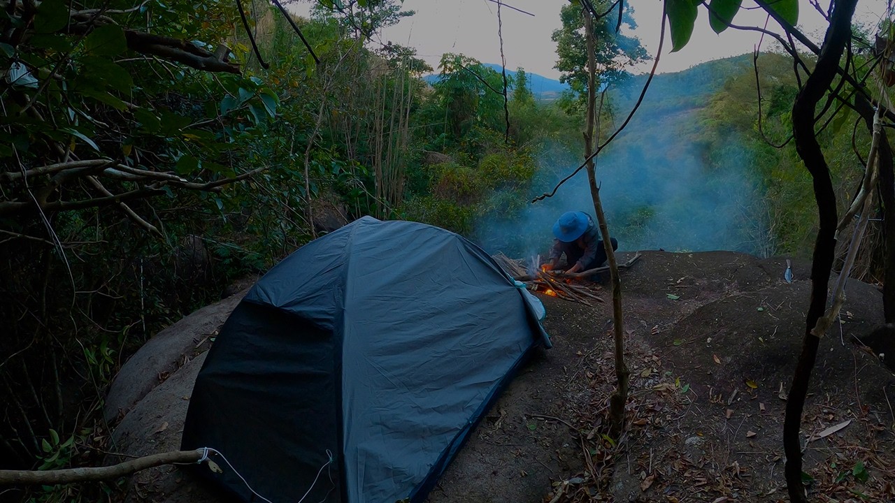 Solo Camping on a Giant Rock 🏕️ Sleeping Under the Stars - YouTube