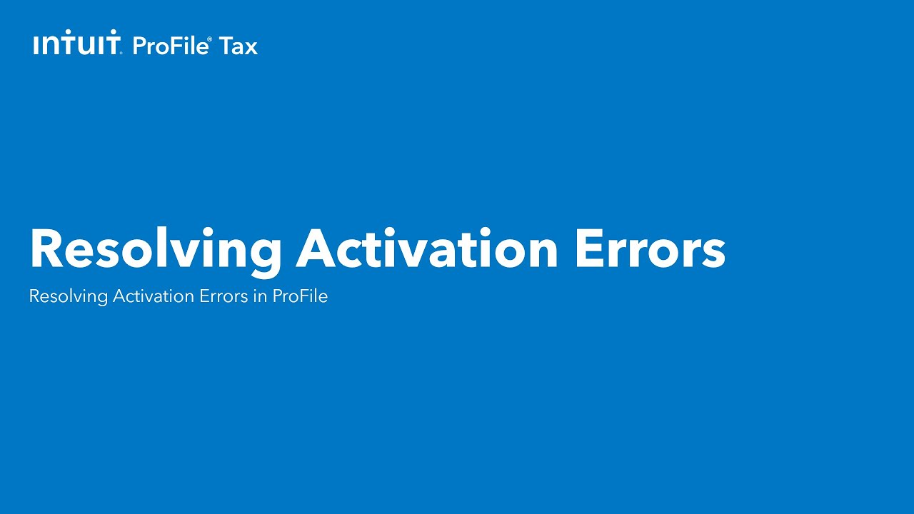 Resolving Activation Errors in ProFile - YouTube