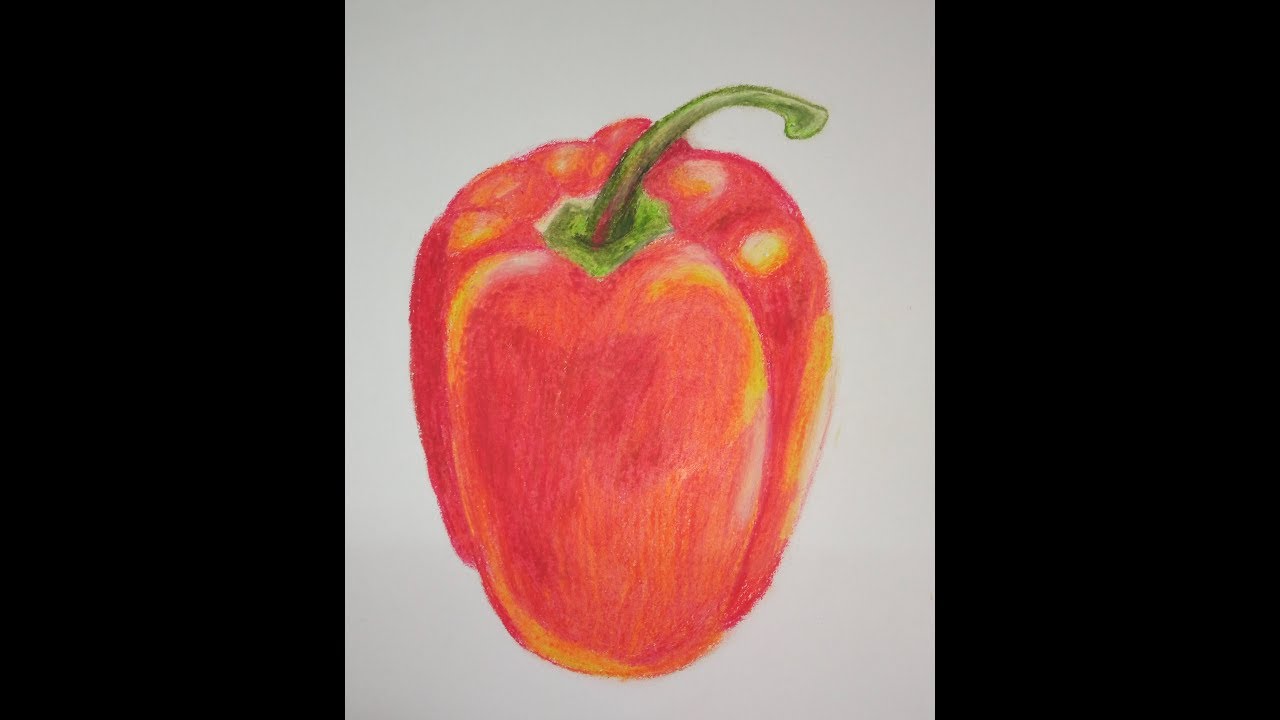 Drawing - Red Pepper With Oil Pastel - YouTube