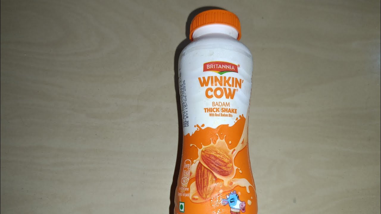 Britannia Winkin cow badam thick shake unboxing - YouTube