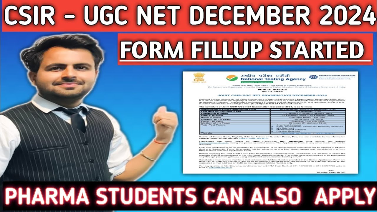 CSIR UGC NET exam for pharmacy students | CSIR NET Dec 2024 Application form out - YouTube