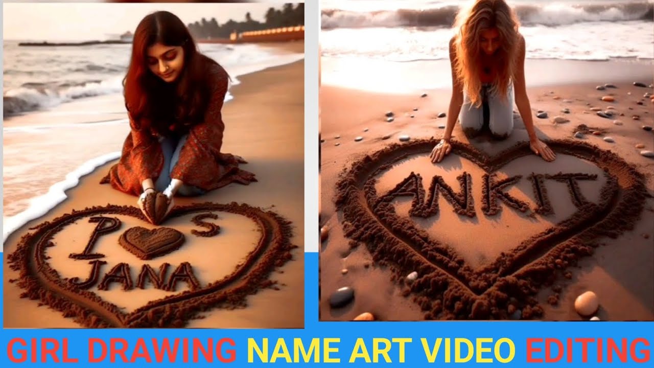 Girl Drawing Name Art Video Editing | Instagram Viral Girl Drawing Name ...