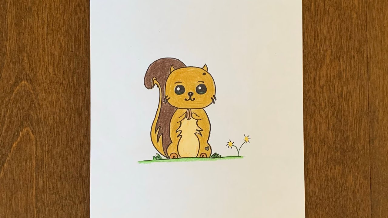 Drawing a SQUIRREL eating NUT || step by step - YouTube