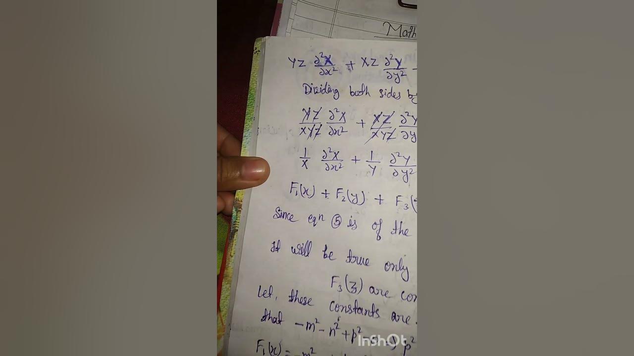 # solution to partial diff. eqn. using separation of variables. Laplace eqn in problem of ...