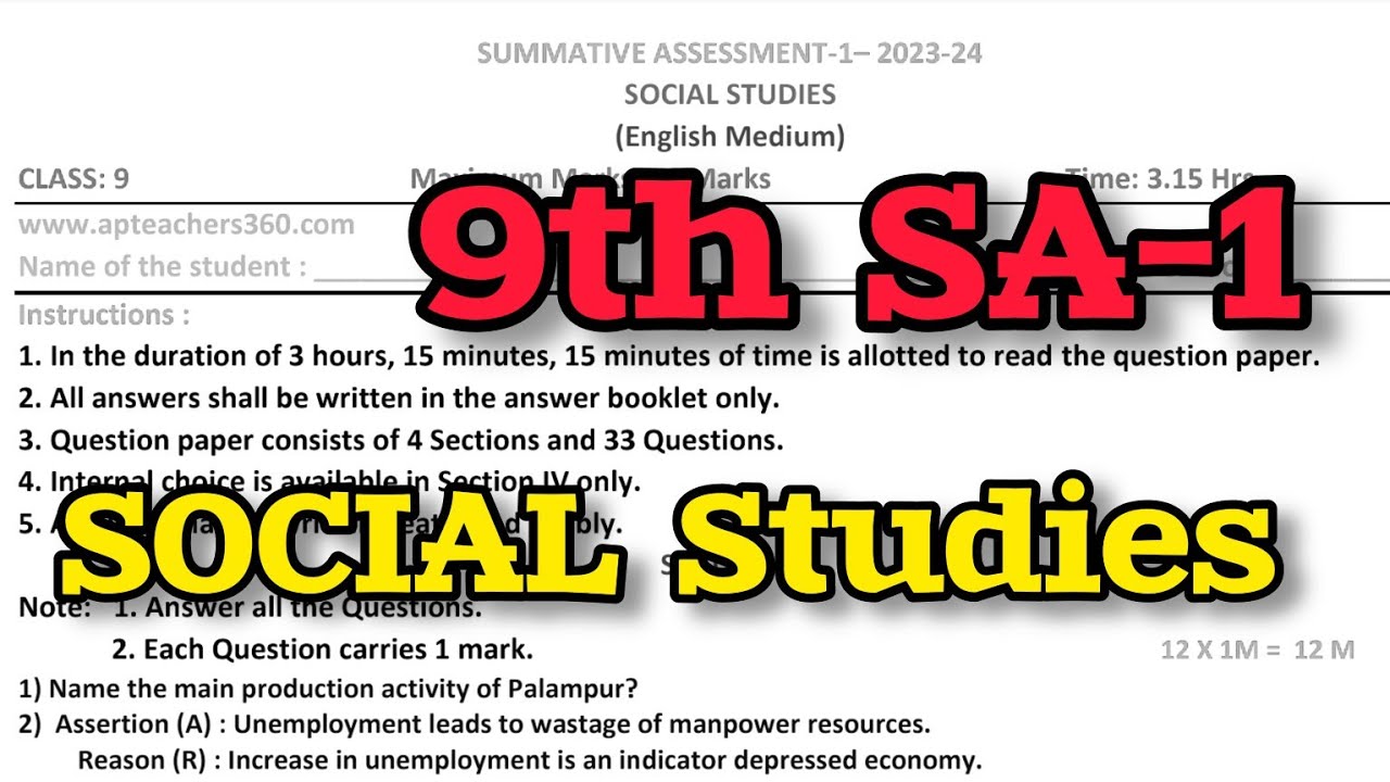 9th SA-1 SOCIAL Full Question Paper | SA-1 SOCIAL Question Paper Class ...