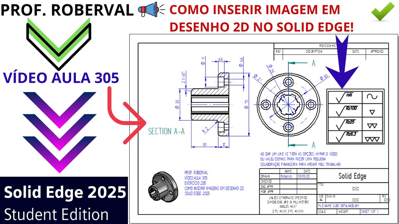 AULA 305 - Exercício 285_Como Inserir Imagens em Desenho 2D no Solid Edge 2025 - YouTube