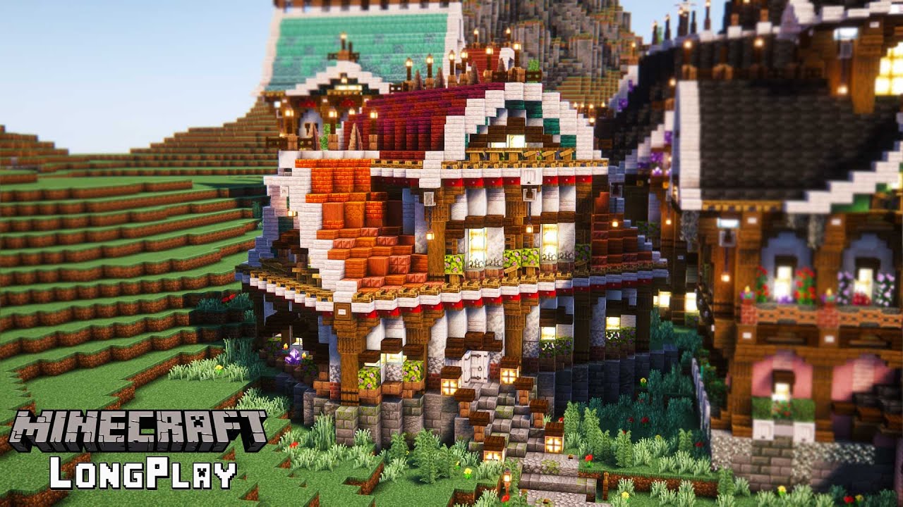 Diagonal Fantasy House - Minecraft Build Process【No Commentary】 - YouTube