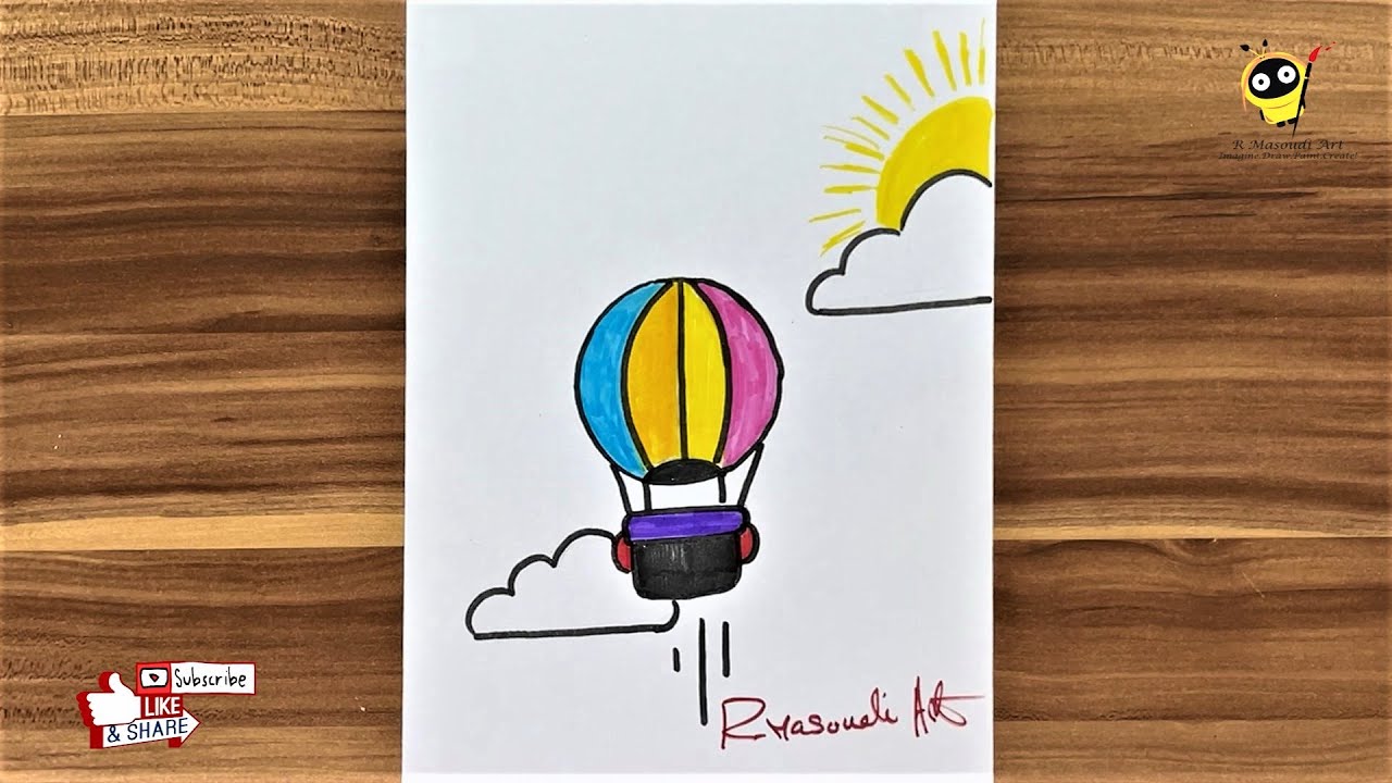 How to draw Air Balloon || Drawing Tutorial || Step by Step - YouTube