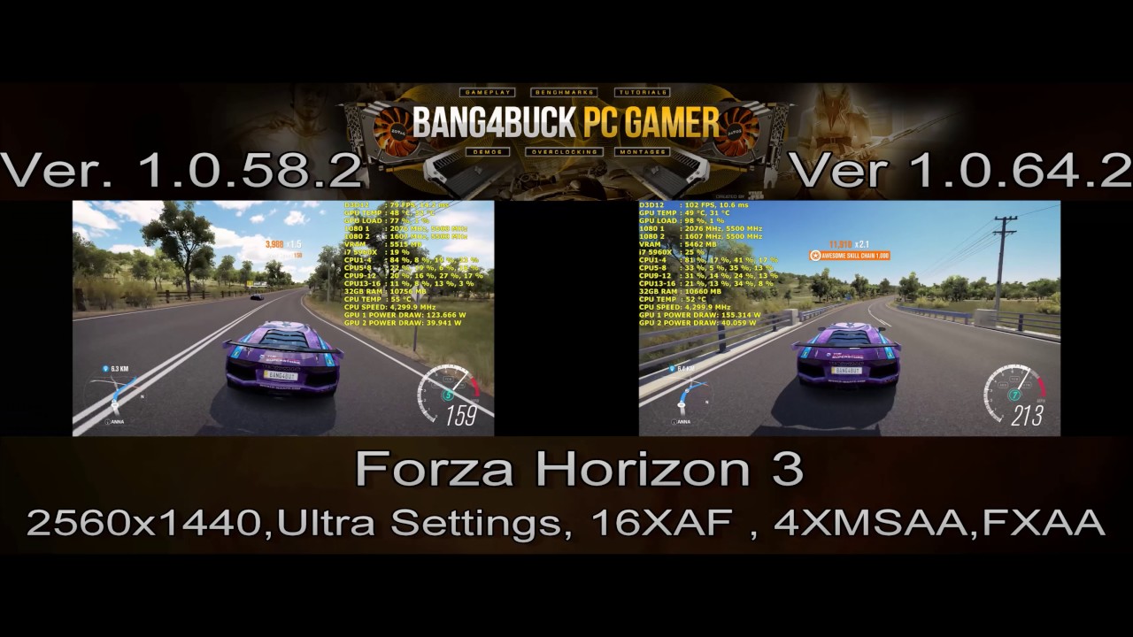 Forza Horizon 3 CPU Load Update Version 1.0.64.2 Performance | GTX 1080 ...