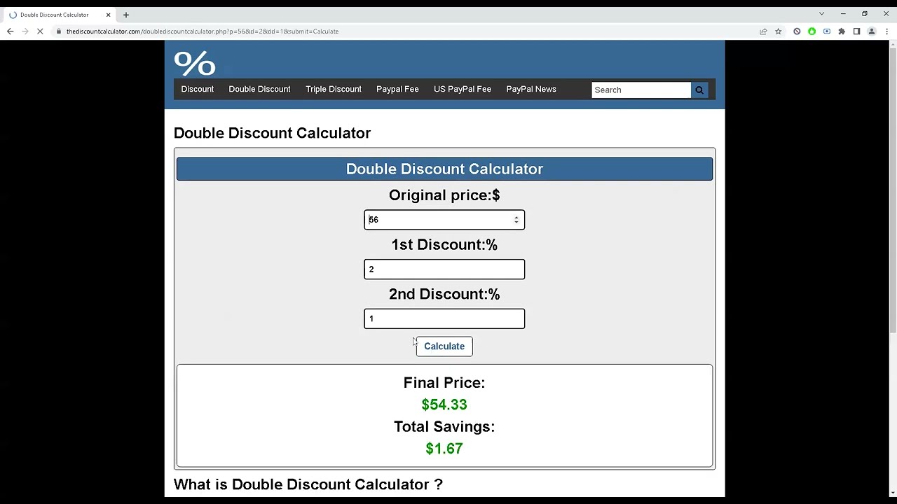 Calculate discount,double discount,triple discount,PayPal fees, US ...