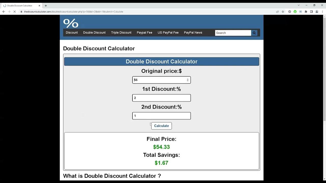 Calculate discount,double discount,triple discount,PayPal fees, US ...