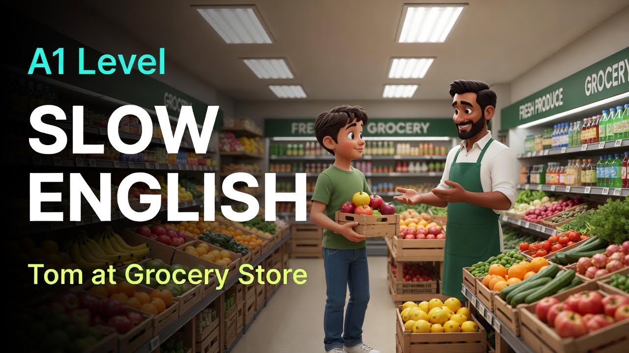 Tom at Grocery store | English listening practice for beginners A 1 ...