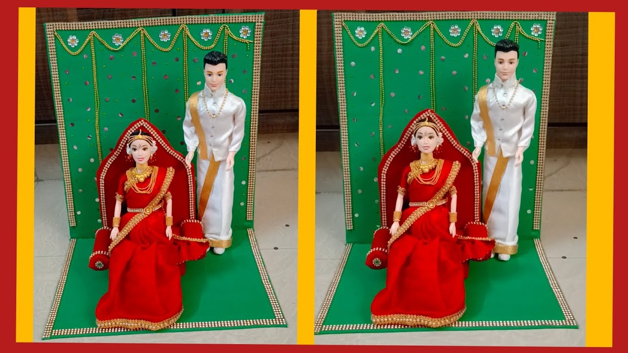 Backdrop and chair making for seemantham set || seemantam dolls ...