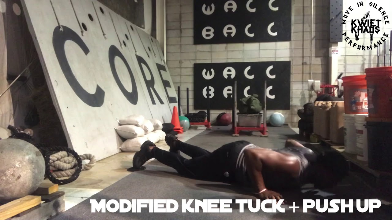 Modified Push Up + Knee Tuck w/ Sliders - YouTube