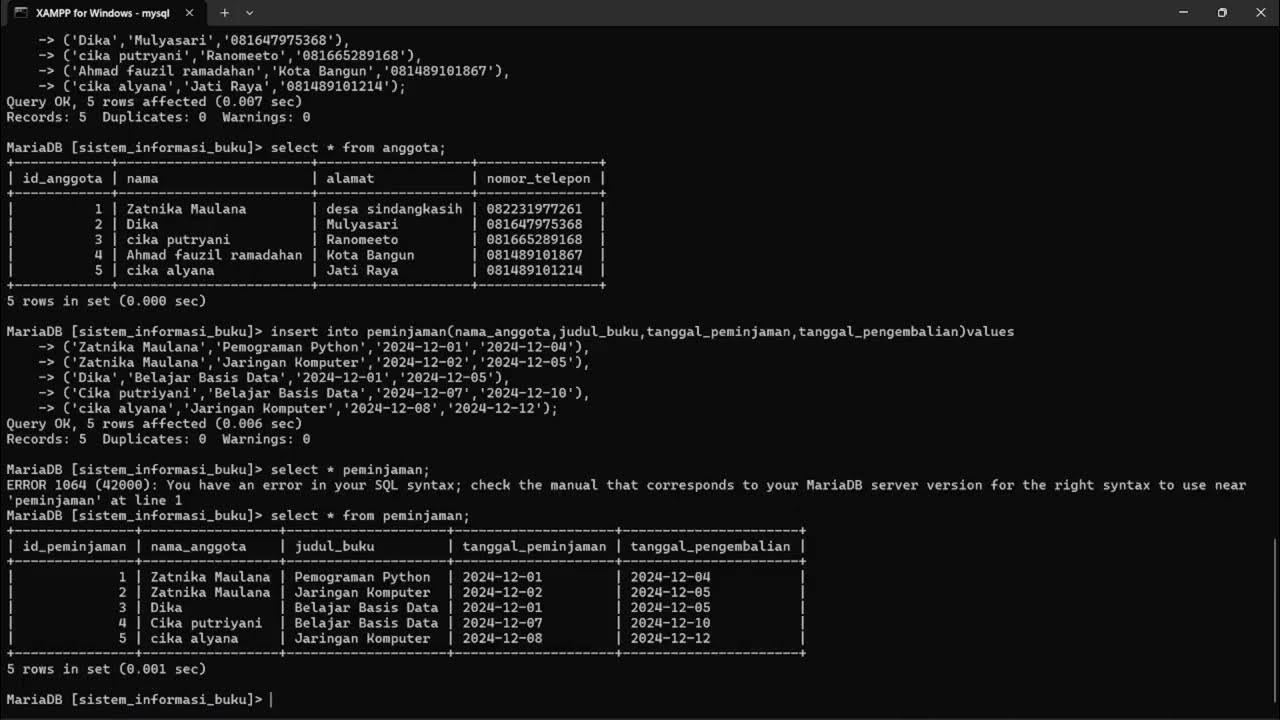 Tugas Mid Sistem Basis Data | Membuat Database | 22315015_Zatnika_Maulana - YouTube