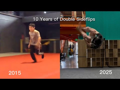 10 Year Double Sideflip Progress