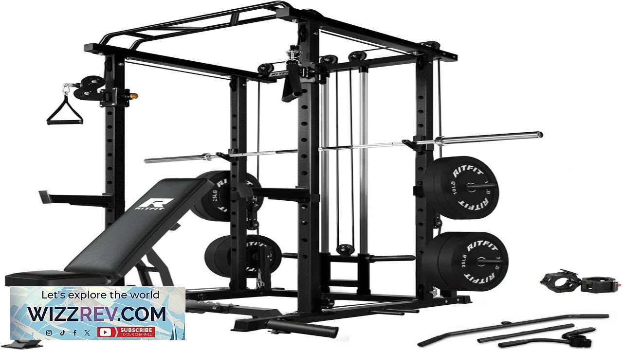 RitFit Multi-Function Squat Rack Power Cage PPC03 with Cable Crossover ...