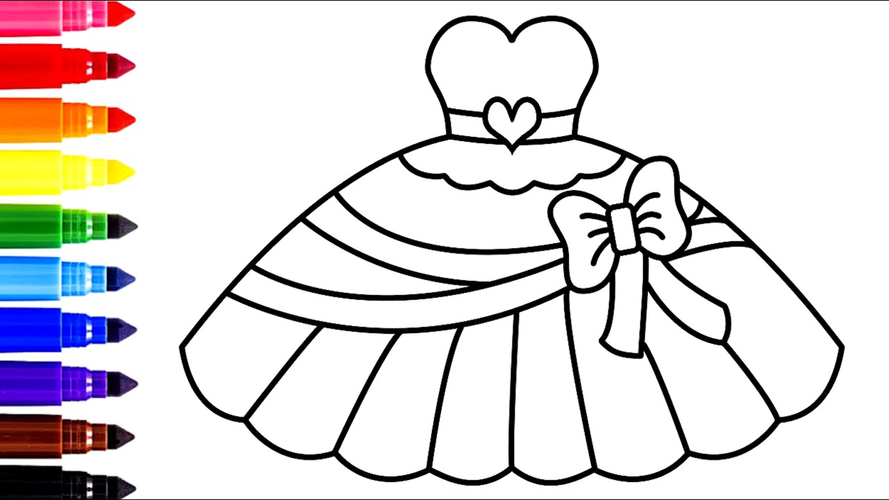 How to draw cute Doll dress || Drawing and painting ||How to draw - YouTube