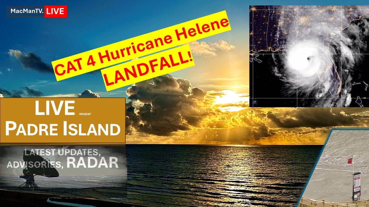 Live Hurricane Helene CAT 4 130 MPH Radar Landfall! | Padre Island ...