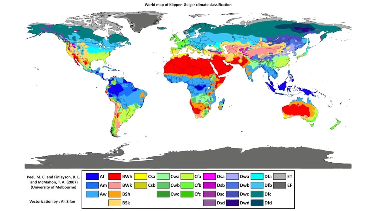 Climatic Regions of the World by Koppen - YouTube