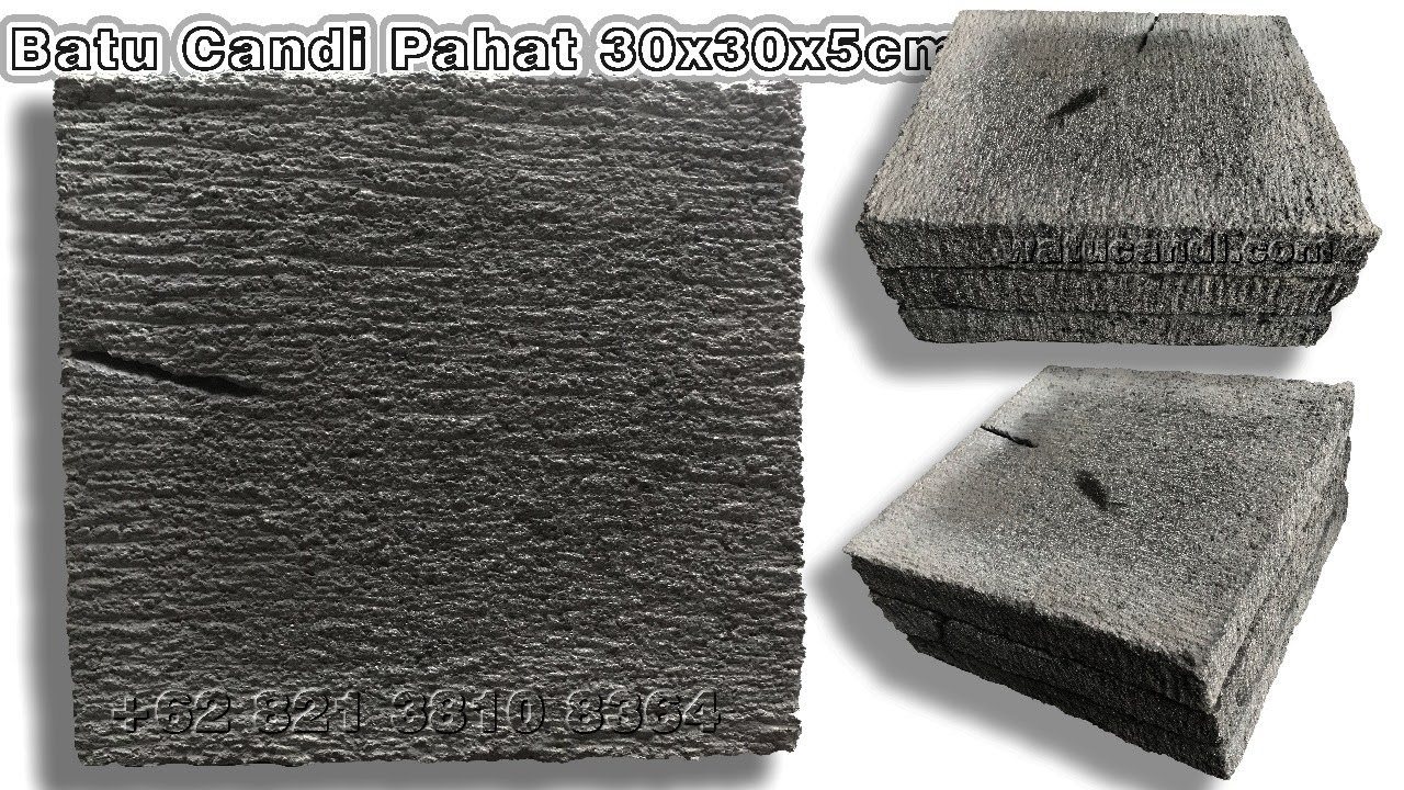 tegel batu alam lahar candi pahat lantai paving ukuran 20x20x2cm - YouTube
