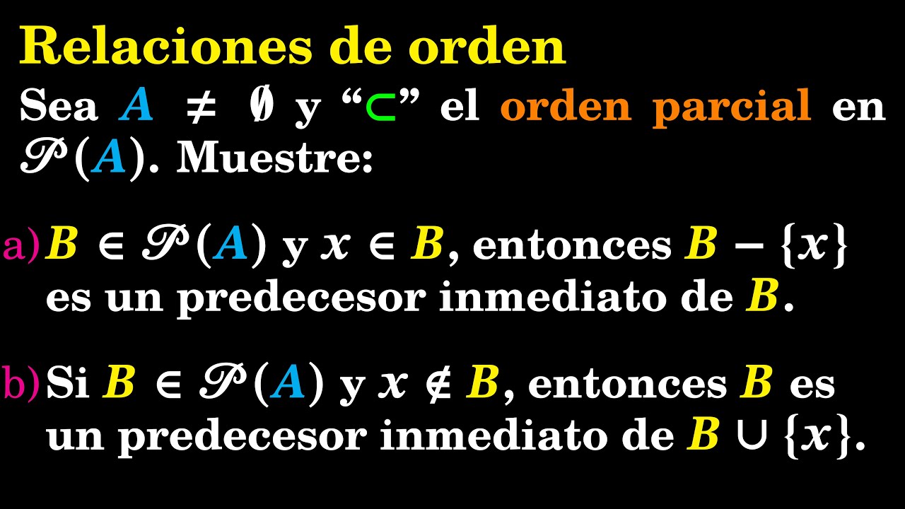 Relaciones de orden: Caracterización de los elementos predecesores en ...