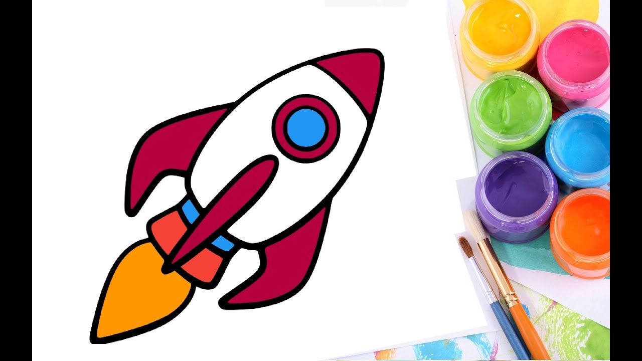 How to draw a rocket for kids | Cara menggambar roket untuk anak-anak ...