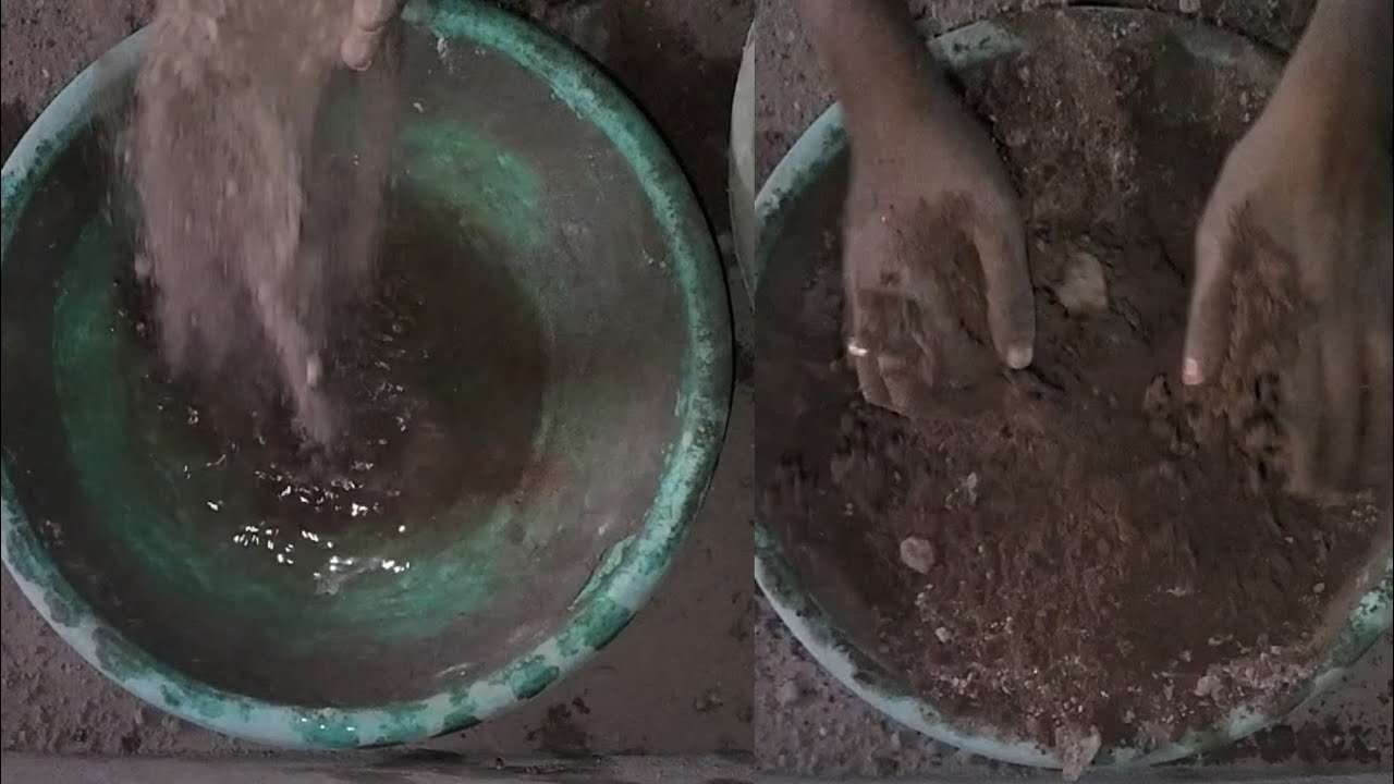 red mud pouring in water ,damp mixing,shapes making 😍 - YouTube