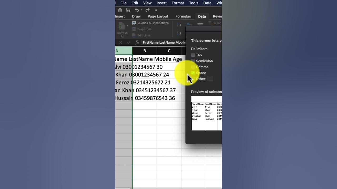 How to seperate Data column wise in Excel #shorts - YouTube