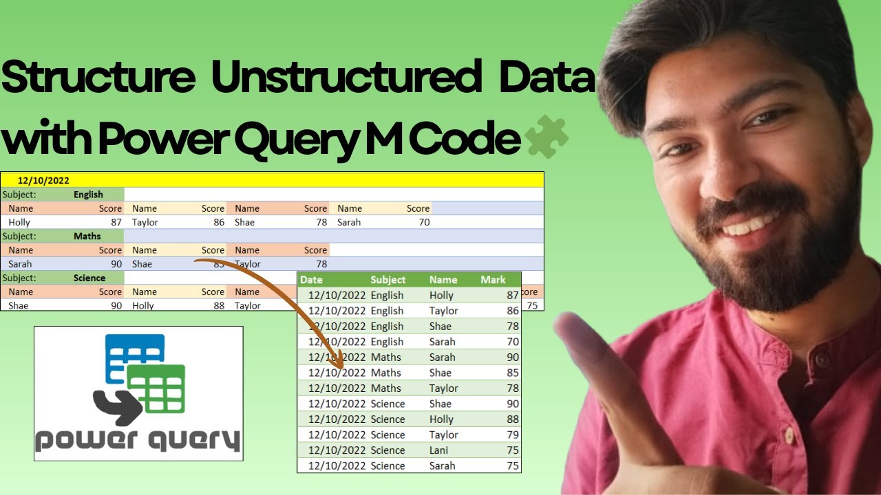 Structure unstructured data using Power Query M code - YouTube