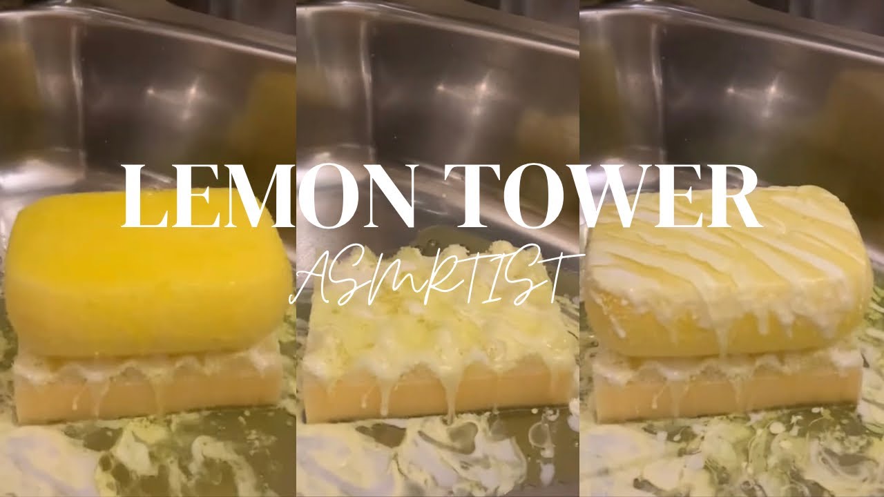 ASMR LEMON 🍋 TOWER | CLOUD PASTE | SINK OVERFLOW | SUDSY SPONGE ...