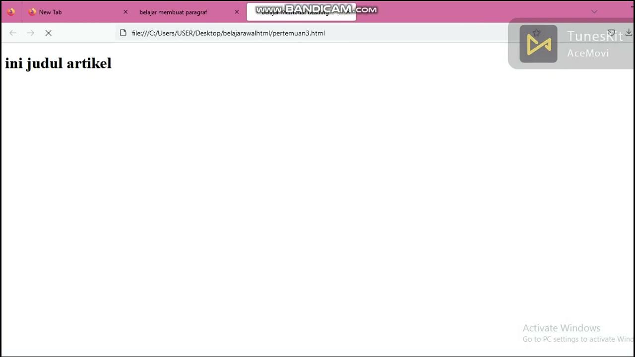 PERTEMUAN 3 BELAJAR HTML DASAR / MEMBUAT JUDUL DAN SUB JUDUL PADA HTML ...