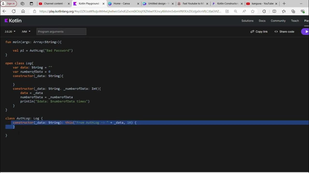 Kotlin (Programming Language) Project 45: 'Secondary Constructor' Created by Trishanth Kumar ...