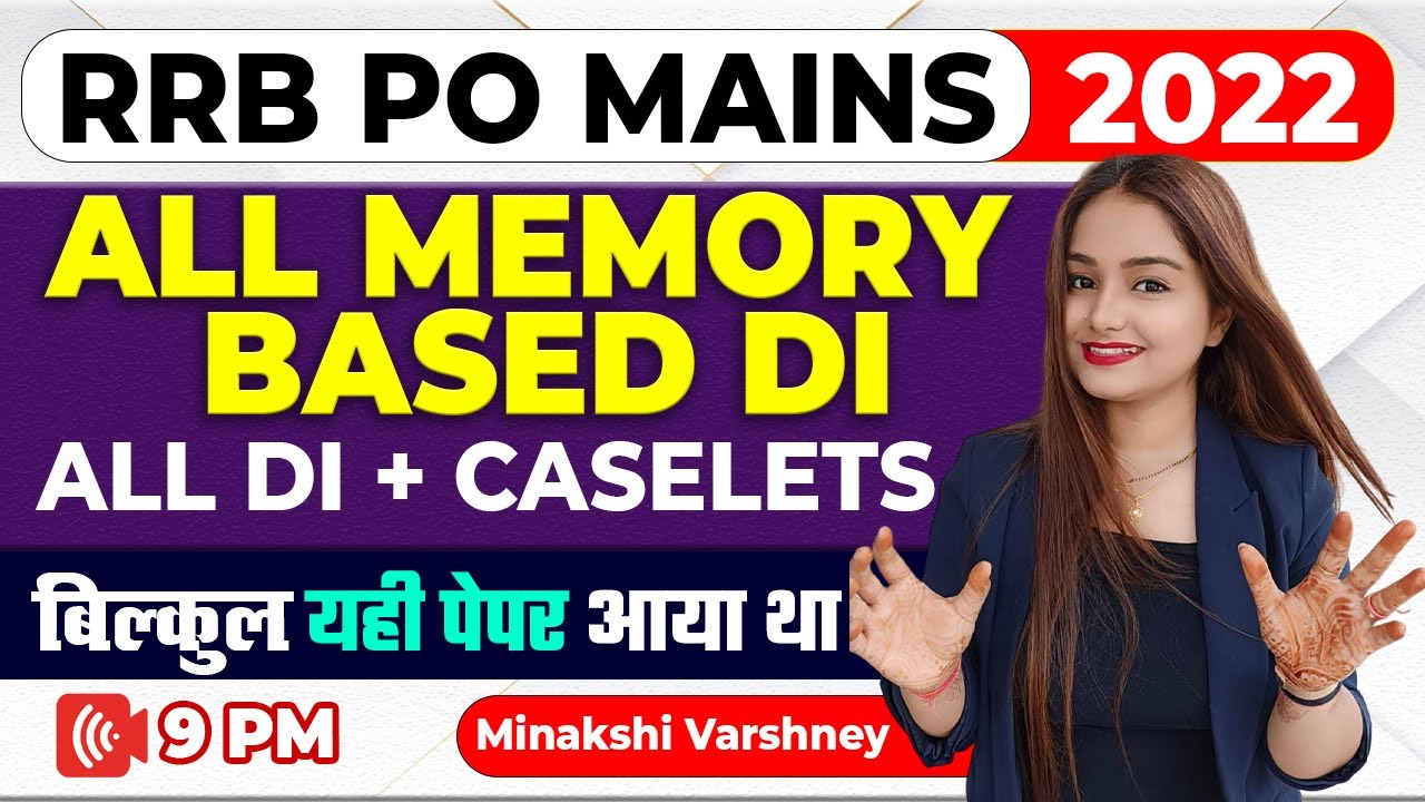 RRB PO Mains All asked Data Interpretation | All DI+Caselets Memory ...