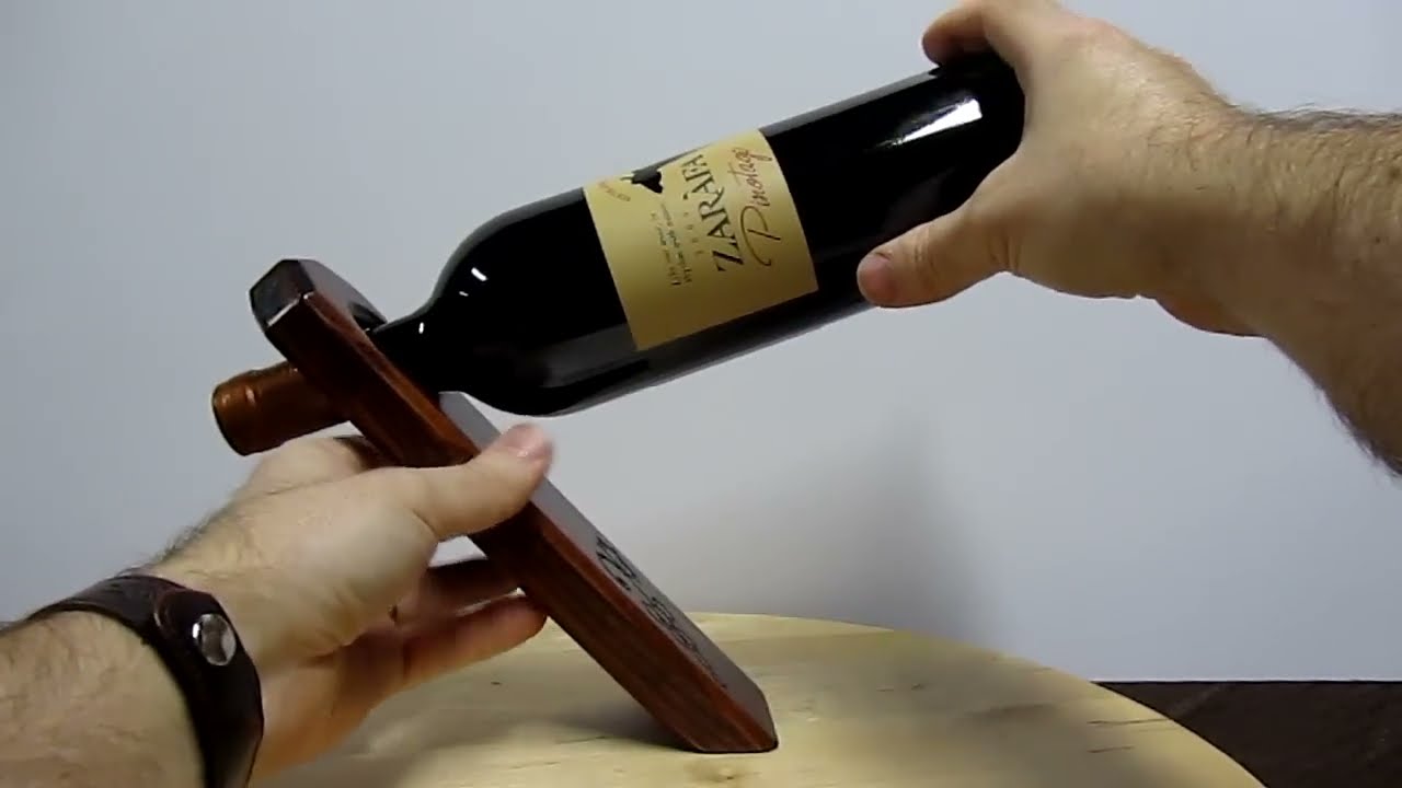 Self Balancing Wine Bottle Holder - Mahogany Wood - YouTube