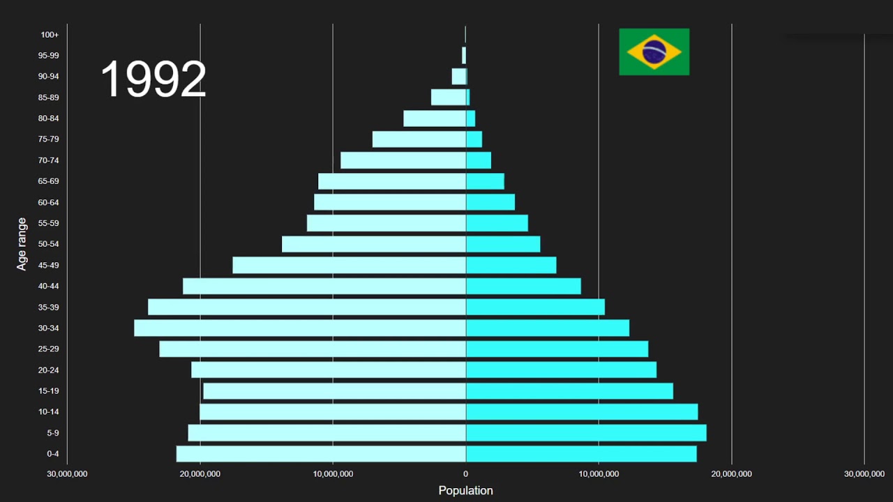 Northern America vs Brazil Population Pyramid 1950 to 2100 - YouTube