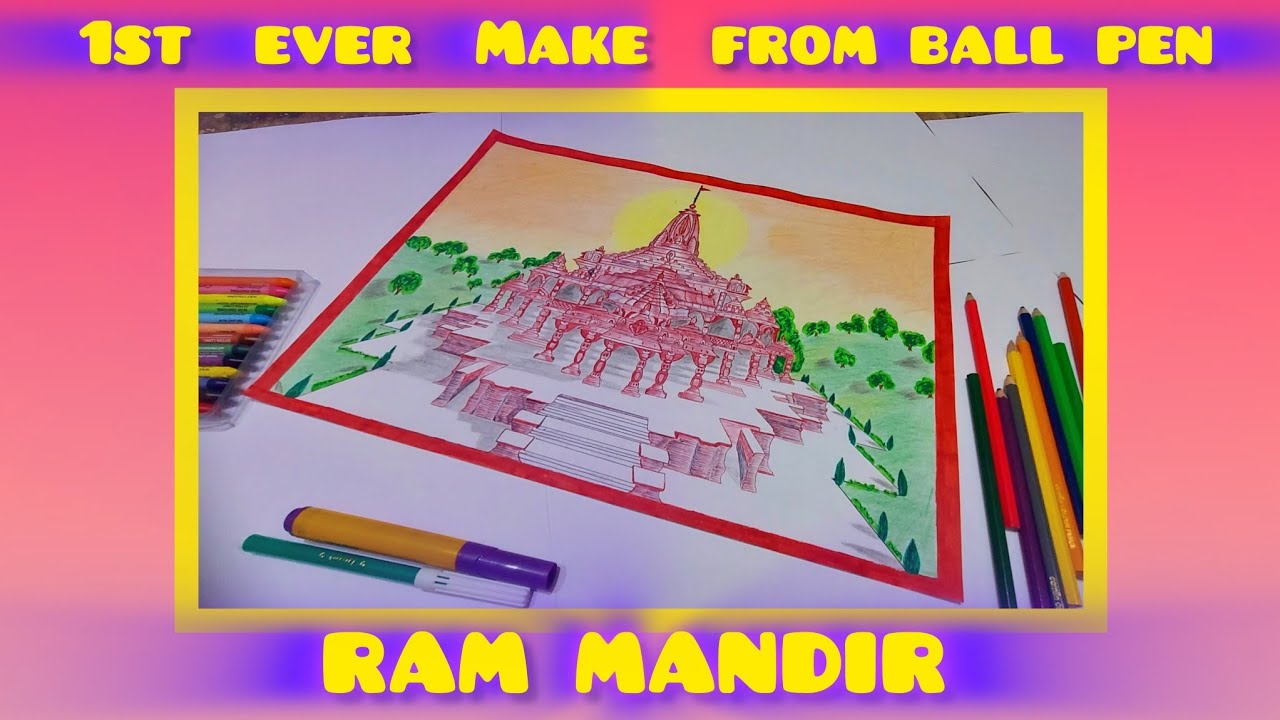 SHRI RAM MANDIR 🙏🙏 - MAKING WITH BALL PEN (PART - 1) #rammandir # ...