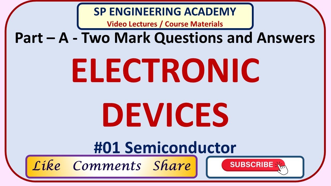 PA01 Electronic Devices - Semiconductor - Part - A - Two Mark Questions ...