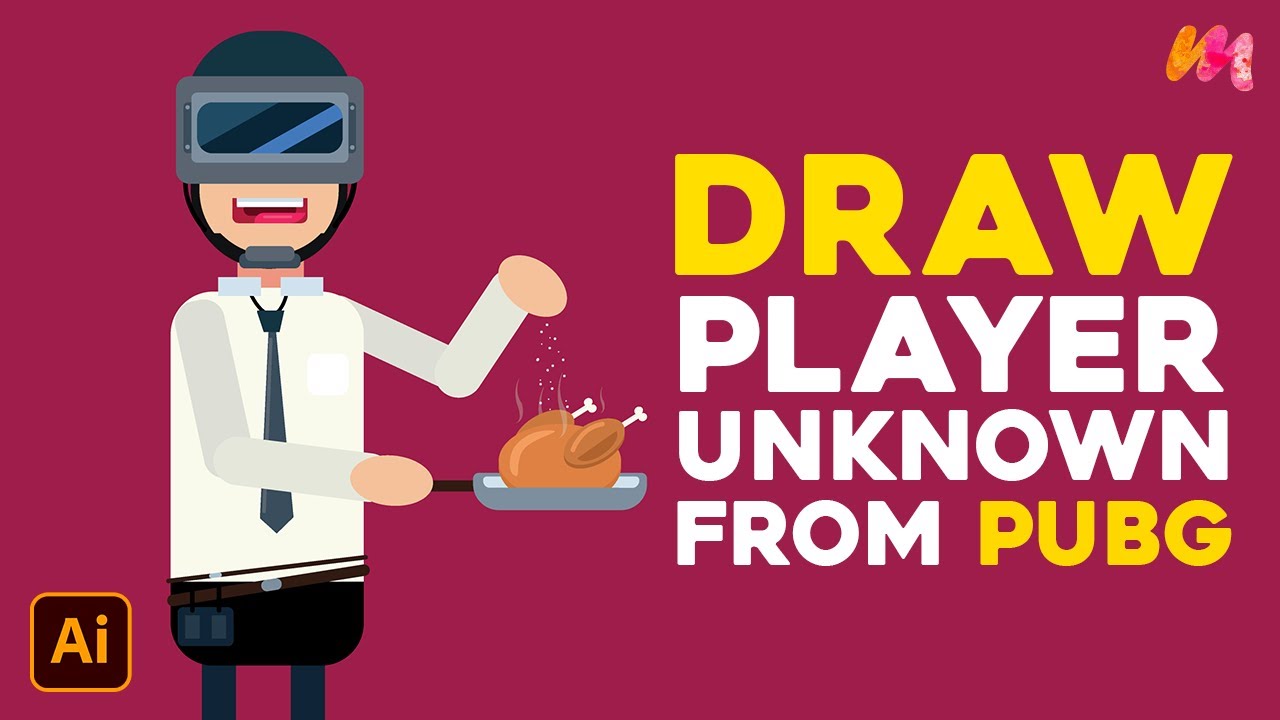 How To Draw Player Unknown From PUBG | Flat Design | Adobe Illustrator ...