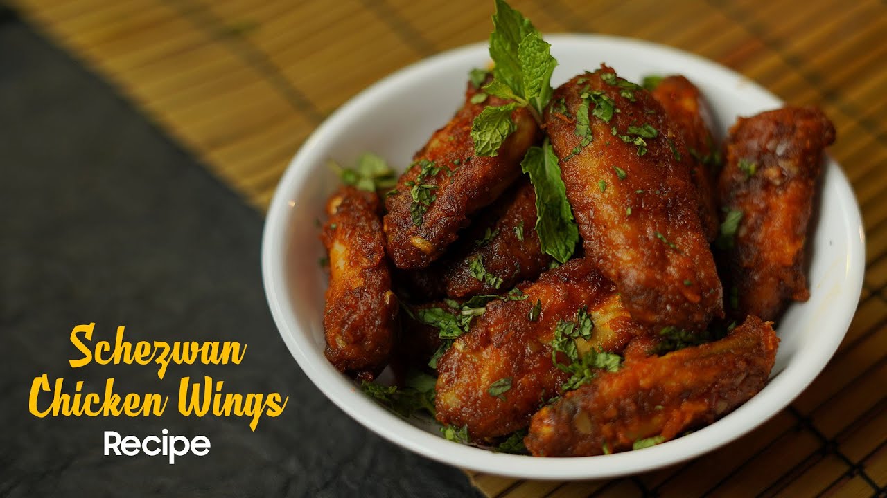 Schezwan Chicken Wings Recipe | Indo Chinese Chicken Starter | Spicy ...
