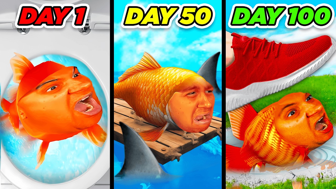 Surviving 100 Days as a Fish! - YouTube