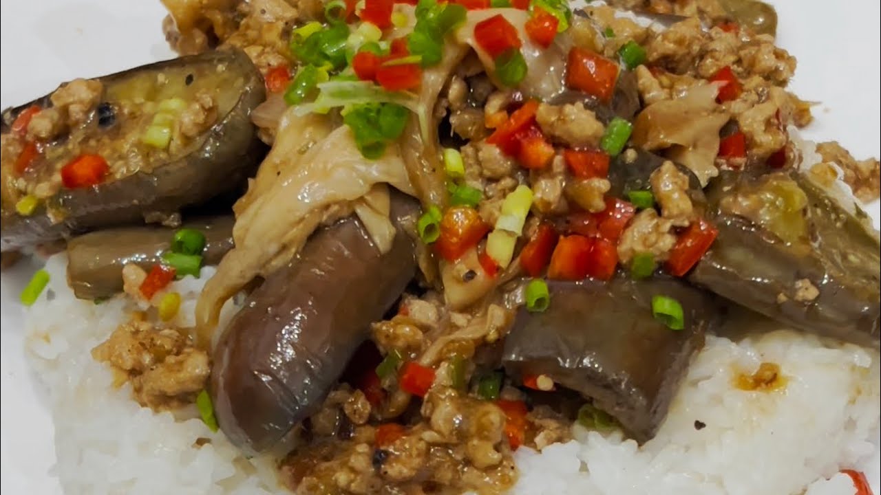 Talong recipe with ground Pork and Oyster Mushroom - YouTube