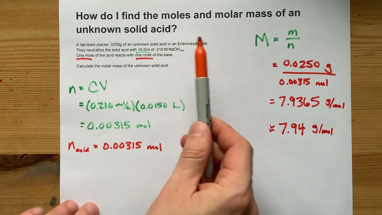 How Do I Find The Moles And Molar Mass Of An Unknown Solid Acid YouTube