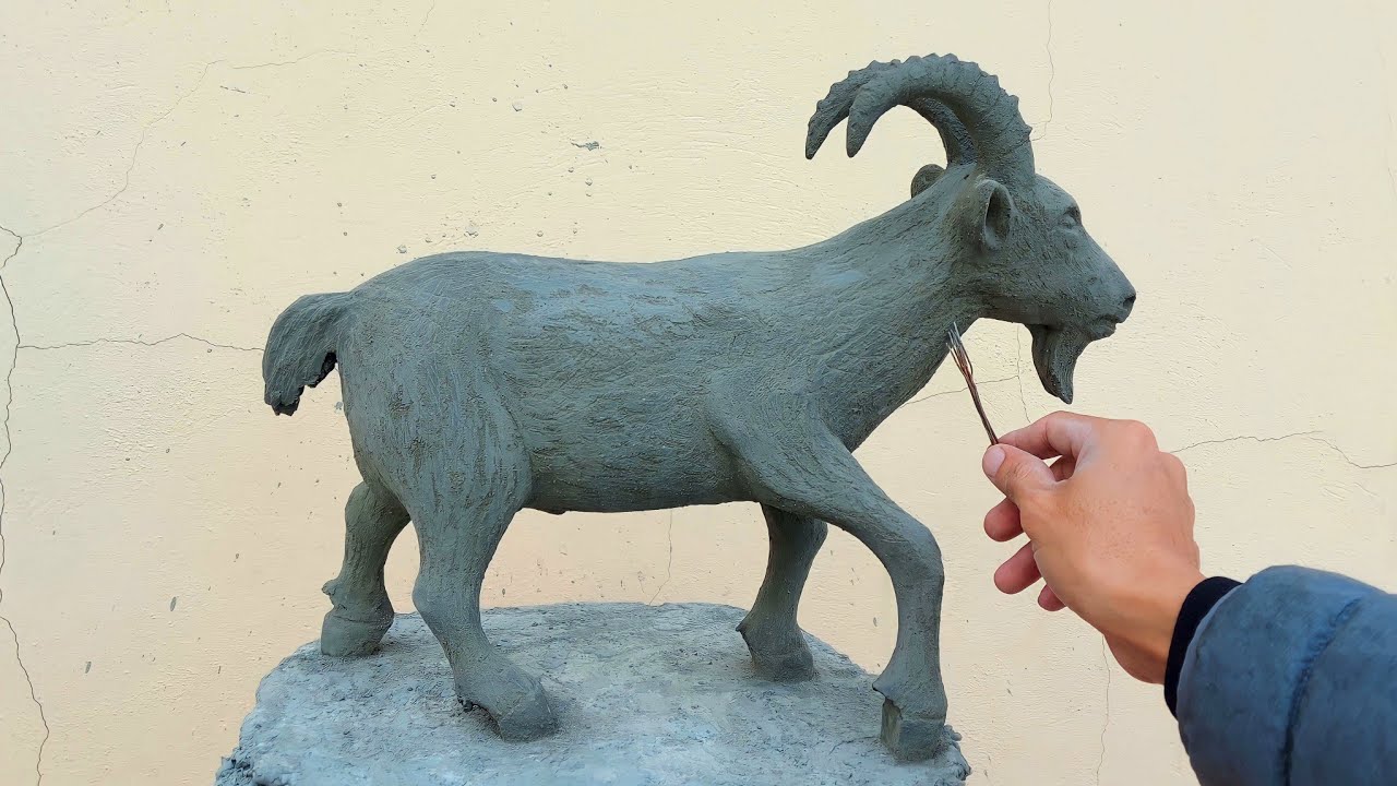 It's great how I made the cute cement mini goat - YouTube