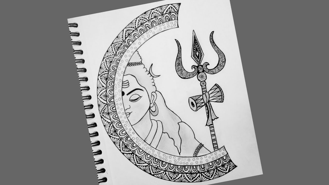 Shivratri Drawing /Mahashivratri mandala art /Mahadev drawing /Trishul ...