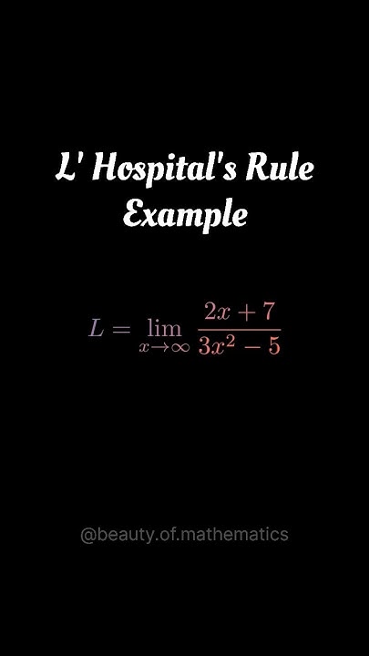 L' Hospital's Rule ☠️ | Limit ♾️ - YouTube