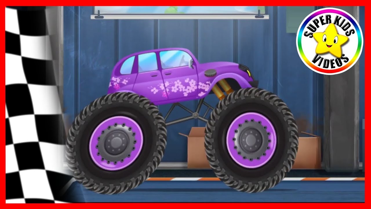 Monster Truck Race Gameplay ☆ Color Monster Trucks For Kids ☆ Auto ...