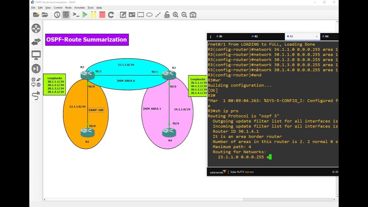 18 How to do Route Summarization in OSPF - YouTube