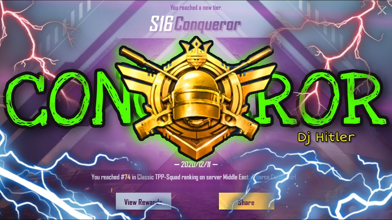 Finally Reached CONQUEROR | iPhone 7 Plus PUBG | DJ HITLER - YouTube